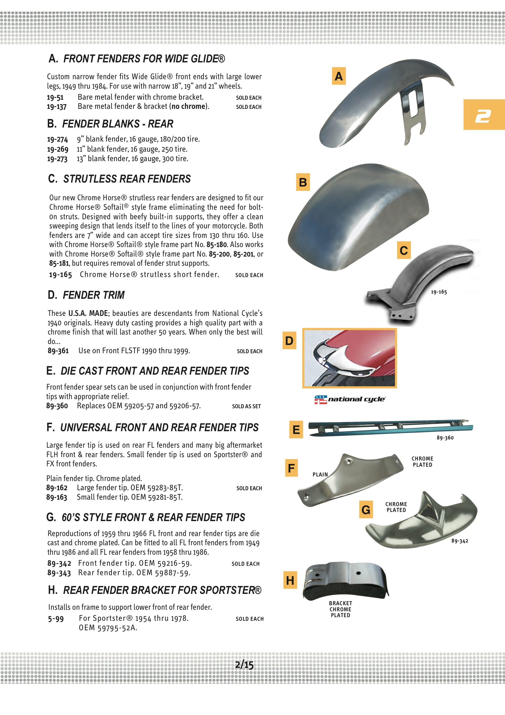 Ultima STRUTLESS FENDER, SHORT-;CHROME HORSE Midwest 19-165